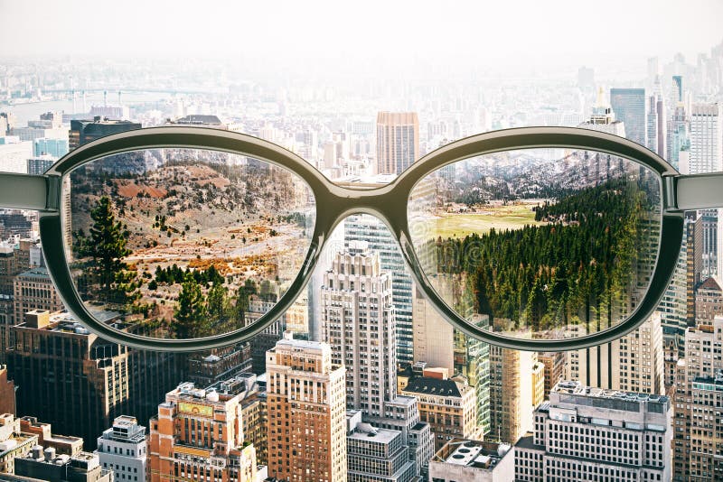 Glasses with Landscape View Stock Illustration - Illustration of ...