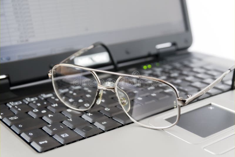Glasses and laptop stock image. Image of frontal, open - 12321487