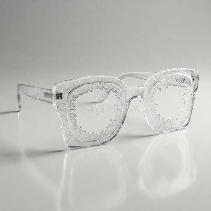 Glasses Made of Ice with Frozen Lenses. Stock Photo - Image of snow ...