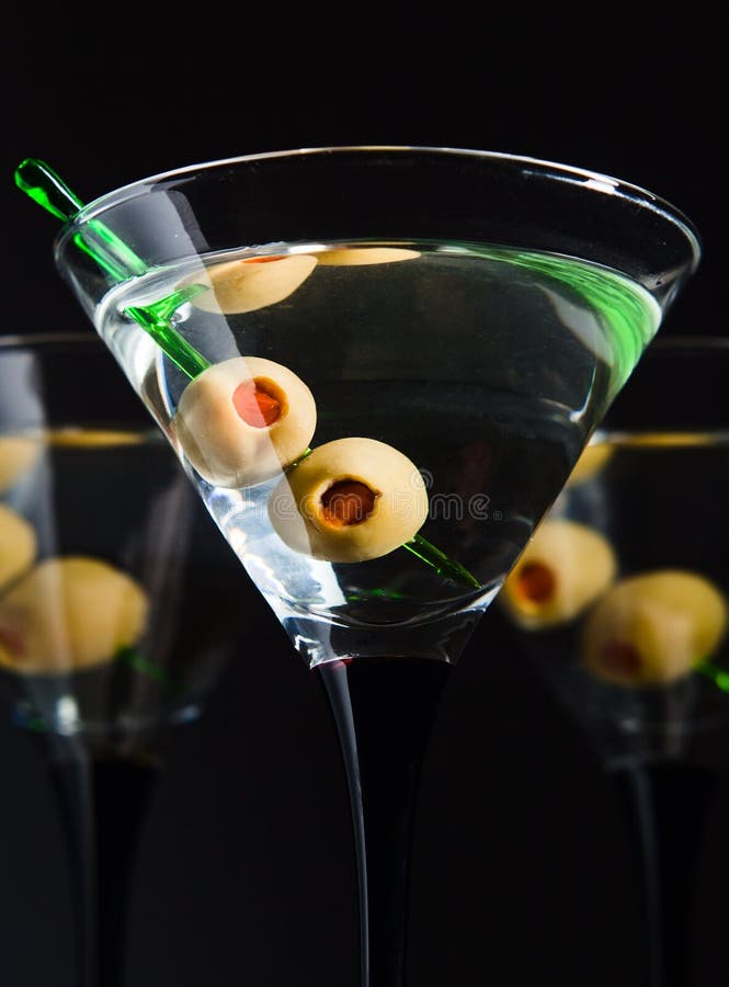 Glasses with Martini and Green Olives Stock Image - Image of club ...