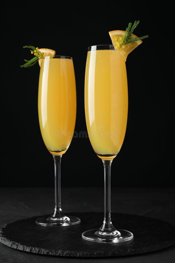 Two Glasses with Mimosa Cocktail & X28;sparkling Wine Plus Orange Jui ...
