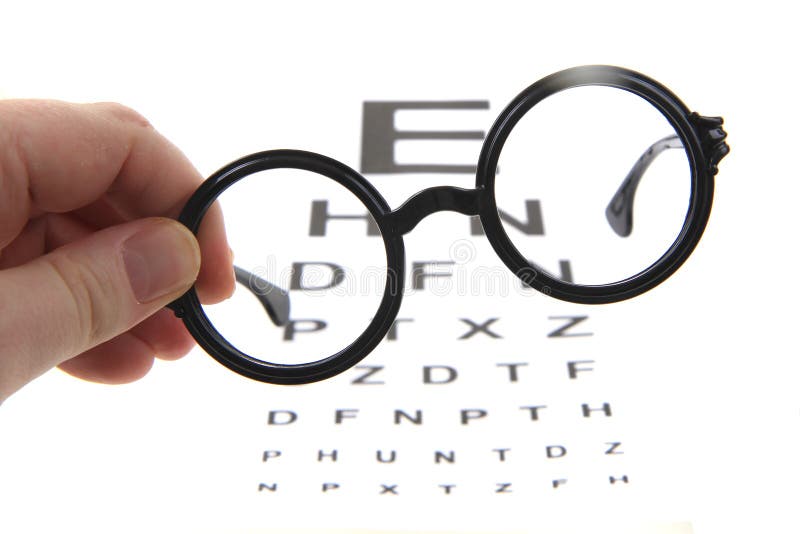 Eye Test Chart and Black Glasses Stock Photo - Image of medicine ...