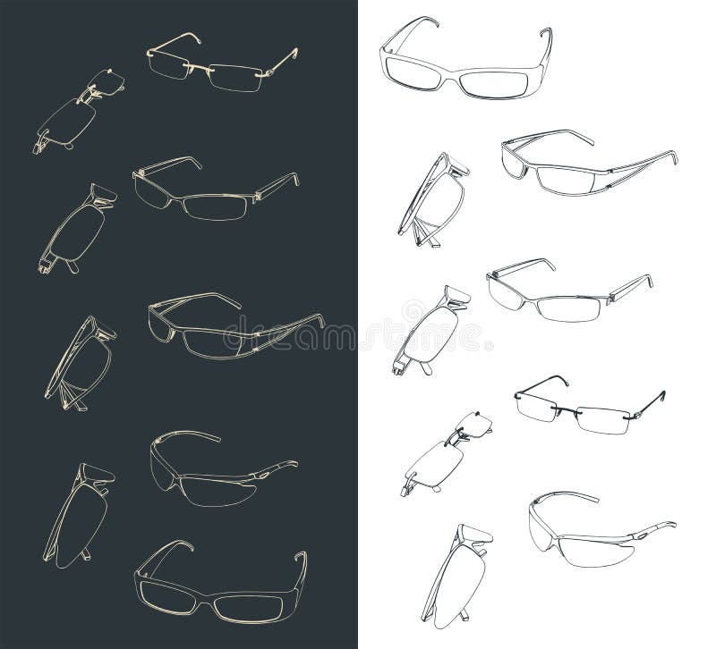 Glasses outline set stock vector. Illustration of optical - 187312597