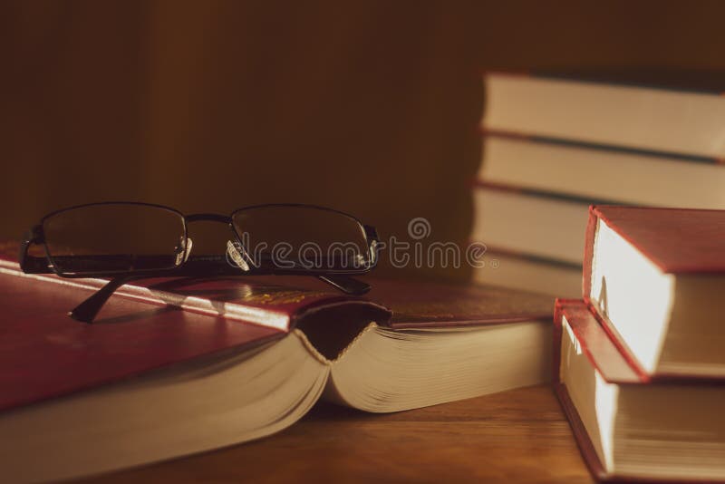 Stacks of Books Scientific Literature Knowledge in the Library on a ...