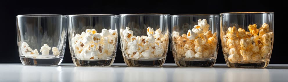 Glasses of Popcornon White Background Wde Panoramic. Generative AI ...