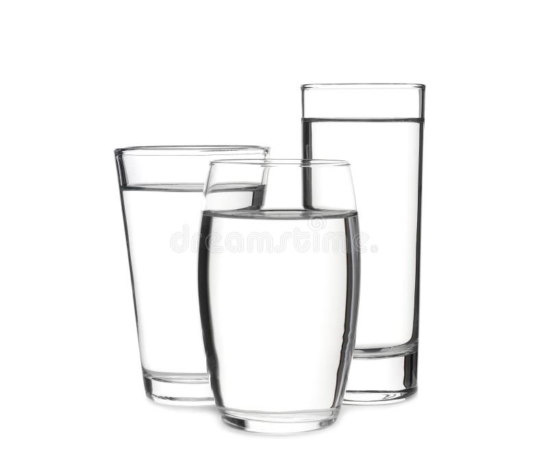 Glasses of Pure Water Isolated on White Stock Photo - Image of fresh ...