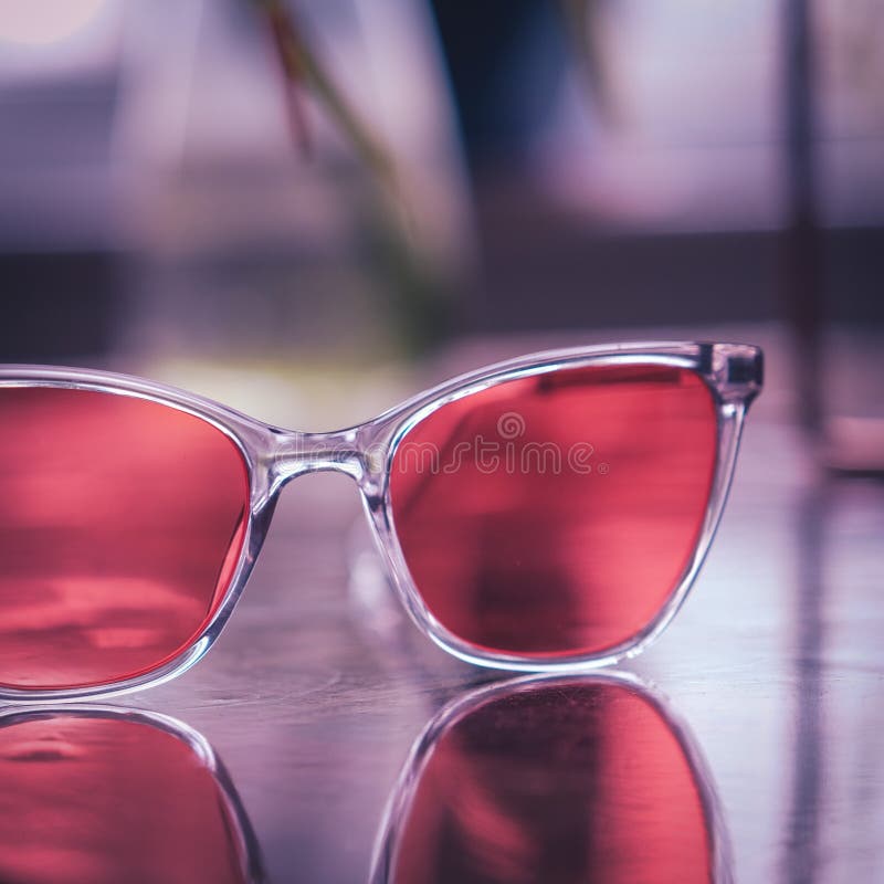Glasses with red lenses stock image. Image of pink, concept - 308952345