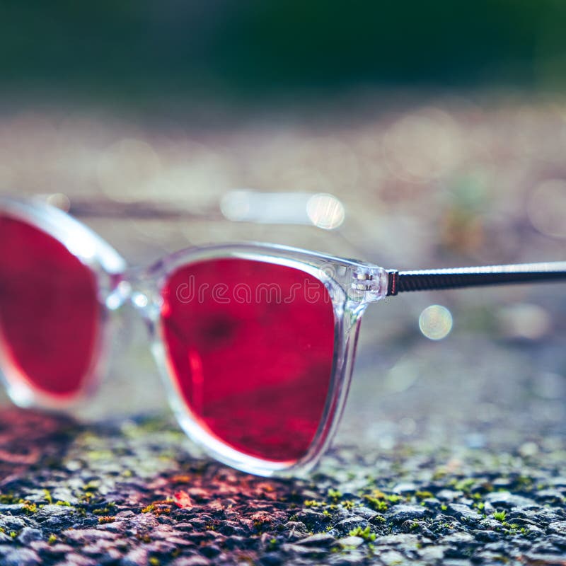 Glasses with red lenses stock image. Image of coloured - 308952357