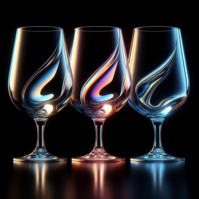 Glasses with Refraction Light and Holographic Effect on Dark Background ...
