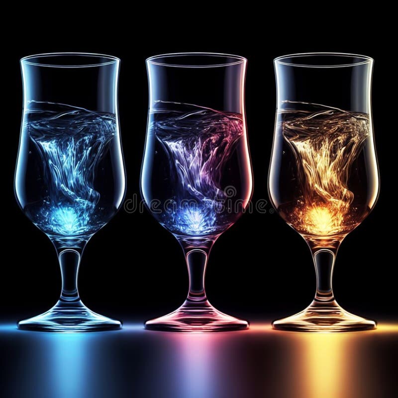 Glasses with Refraction Light and Holographic Effect on Dark Background ...