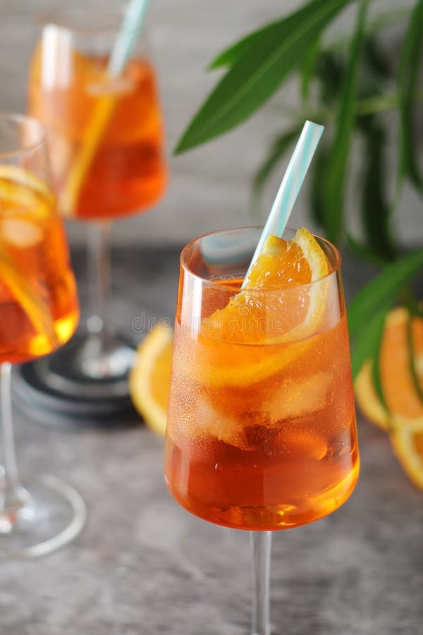 Glasses with Aperol Spritz Cocktail Stock Image - Image of italian ...