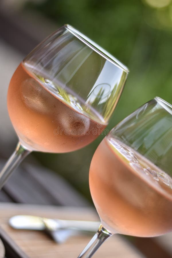 Glasses of Rose Wine on the Table Stock Image - Image of table, enjoy ...