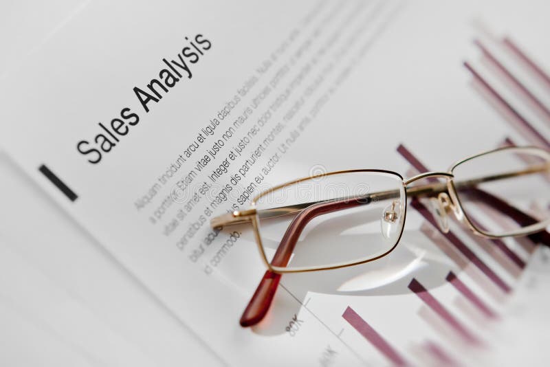 Glasses on Sales Analysis Document Stock Photo - Image of analysis ...