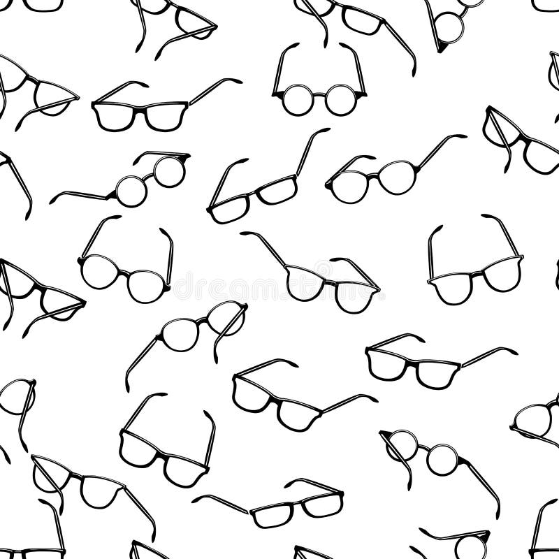 Glasses Seamless Pattern. Hand Drawn Style Vector Design Illustrations ...