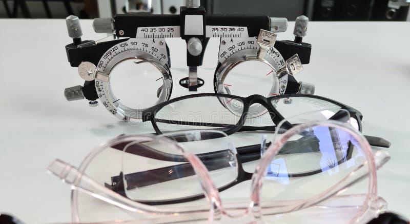 Glasses for Selection of Lenses in Optics Stock Photo - Image of lens ...