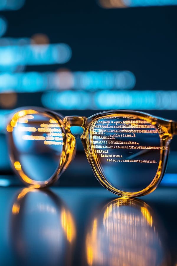 Glasses Showcase Programming Code Reflections As a Dynamic Tech ...