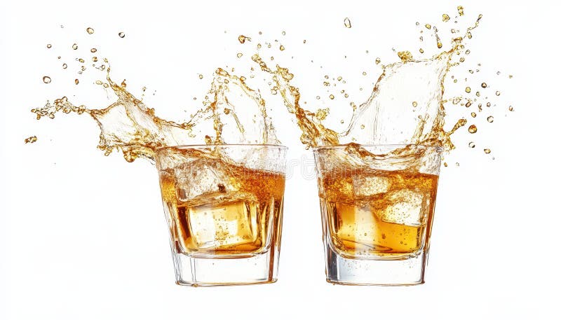 Glasses of Tequila Toasting with a Splash on a White Background Stock ...