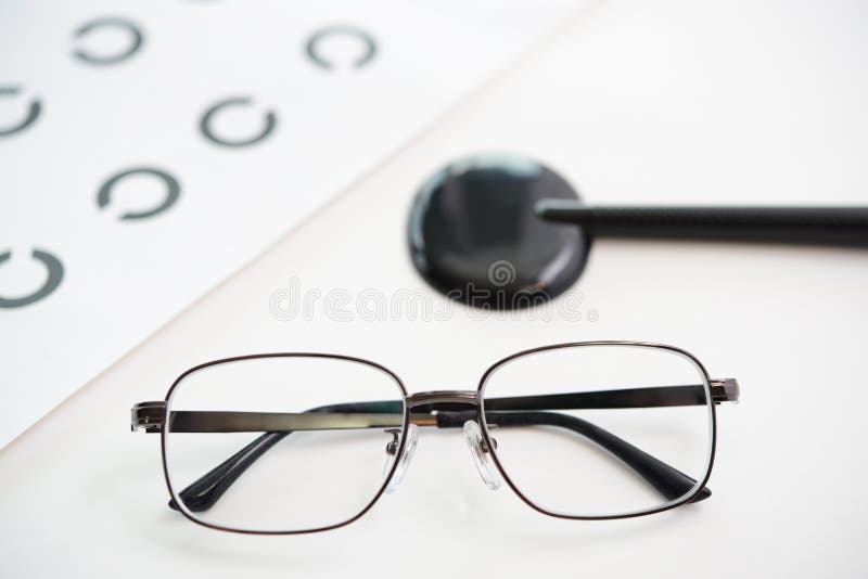 Glasses with Landolt Ring Chart Stock Photo - Image of health, care ...