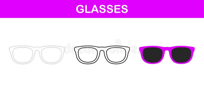 Glasses Tracing and Coloring Worksheet for Kids Stock Vector ...