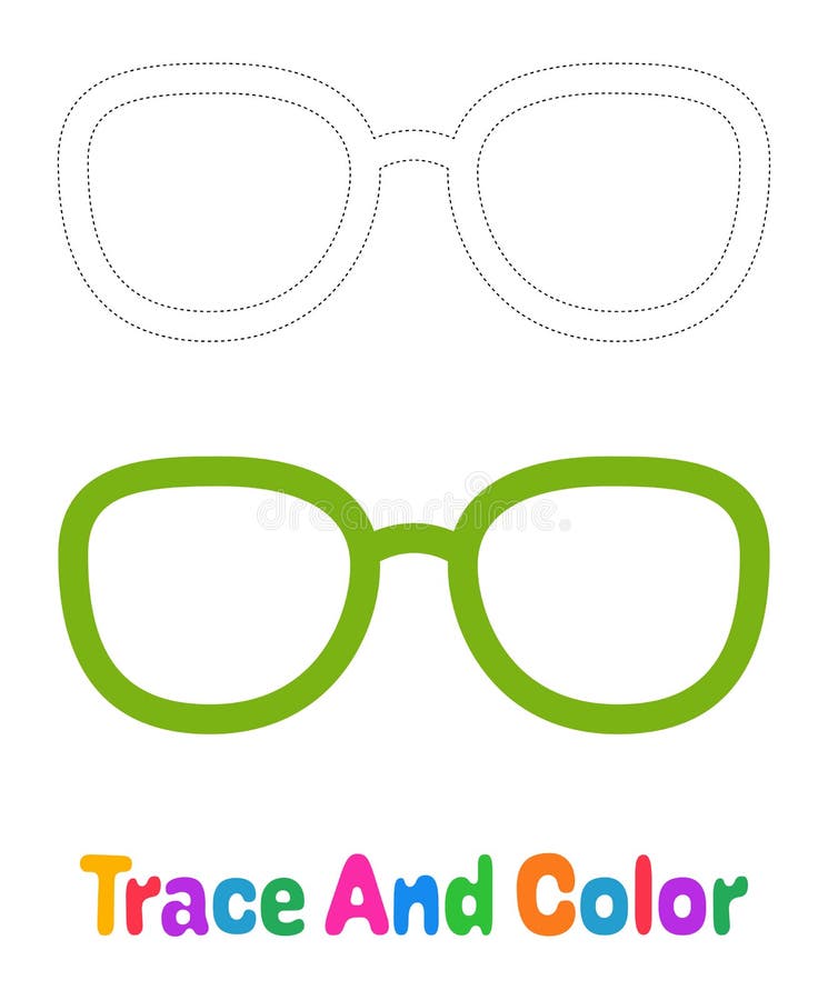 Glasses Tracing Worksheet for Kids Stock Vector - Illustration of ...
