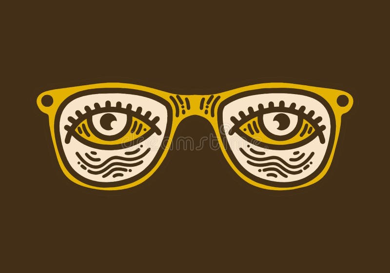 Glasses with Two Bulging Eyes Retro Vintage Line Art Stock Vector ...