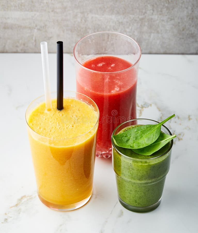 Glasses of Various Smoothies Stock Image - Image of freshness ...