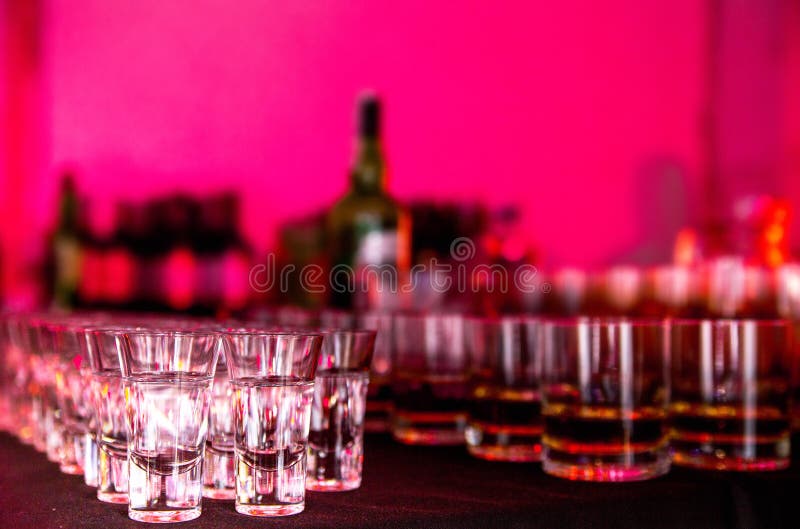 Glasses with Vodka on the Table Stock Image - Image of cheer, macro ...