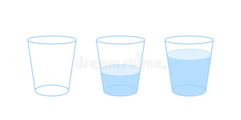 Glasses of Water with Different Measure Full, Half Full, Empty Glass ...