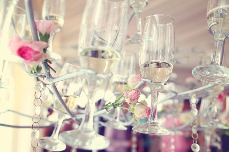Glasses of Wine in a Fancy Decor Stock Image - Image of luxury ...