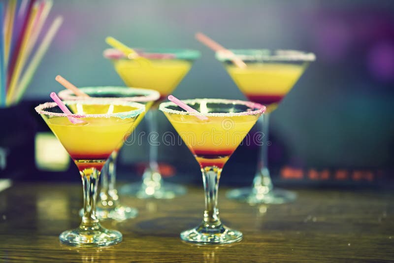 Glasses with a Yellow Cocktail Stock Image - Image of wine, sweet ...