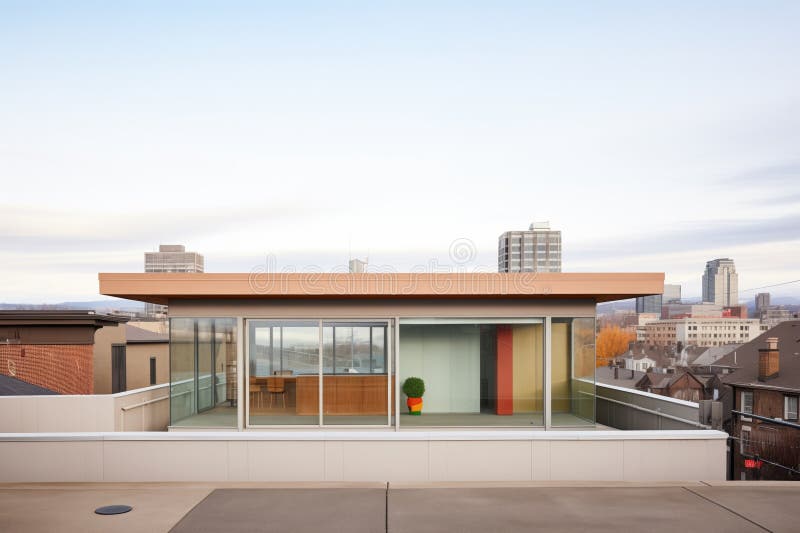 Glassfronted Building with Flat Roof, City Backdrop Stock Illustration ...