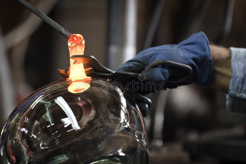 Glassmaker in factory stock image. Image of burning, glass - 20450227