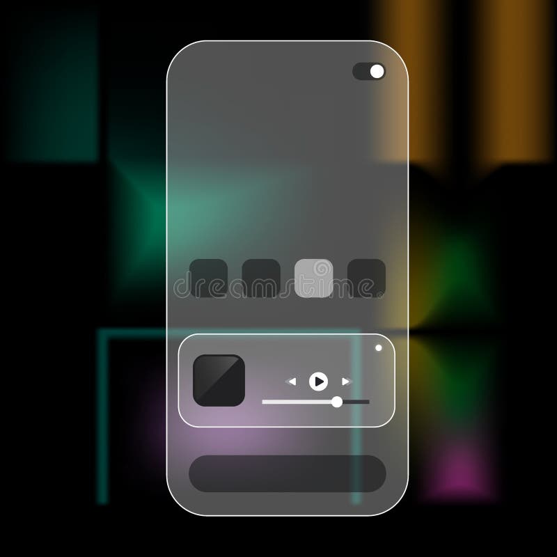 Glassmorphism Mobile Media Control UI Template Stock Vector ...