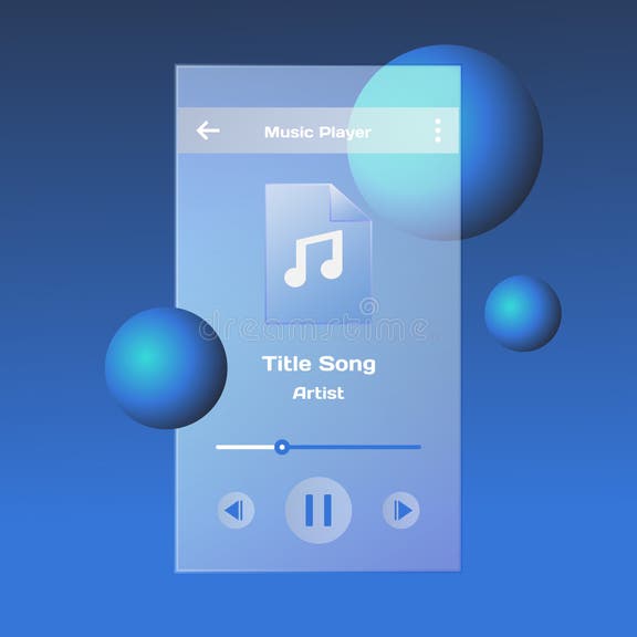 Glassmorphism Music Player Element Kit Template Design Stock Vector ...