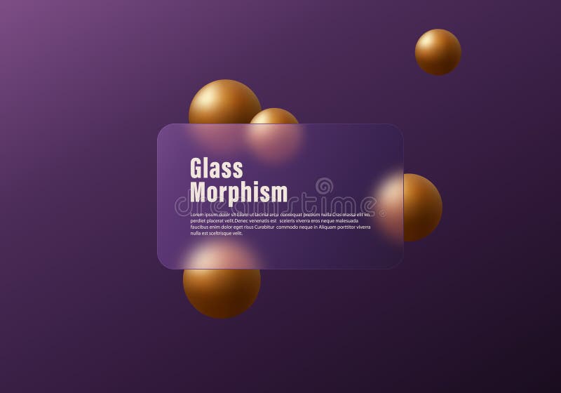 Glassmorphism Panel with Blur Effect on Purple Background and Bronze ...