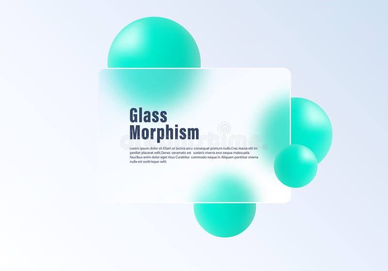 Glassmorphism Panel with Turquoise Floating Spheres Stock Illustration ...