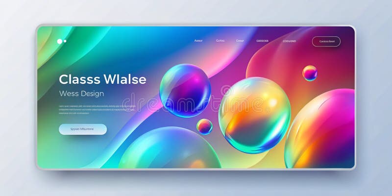 Glassmorphism Style Landing Page Template with Liquid Gradient Stock ...