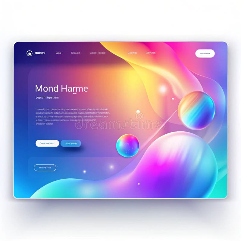 Glassmorphism Style Landing Page Template with Liquid Gradient Stock ...