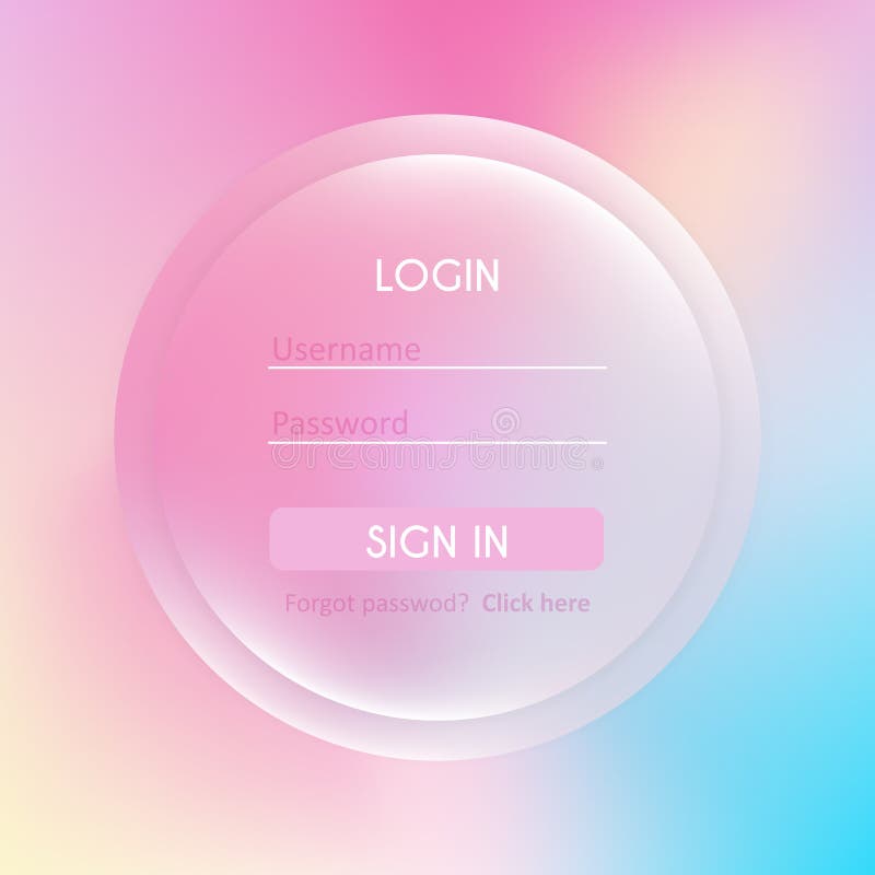 Glassmorphism Vector Concept. Glass Effect Login Page. Mobile App Login ...