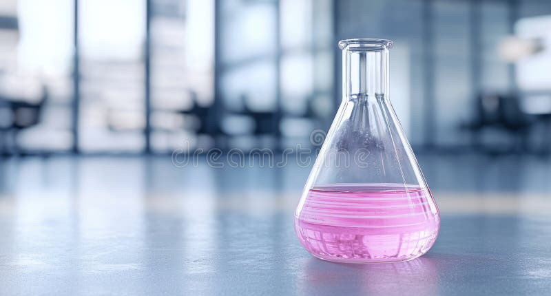 Glassware Containing Pink Liquid in Laboratory Setting Stock ...