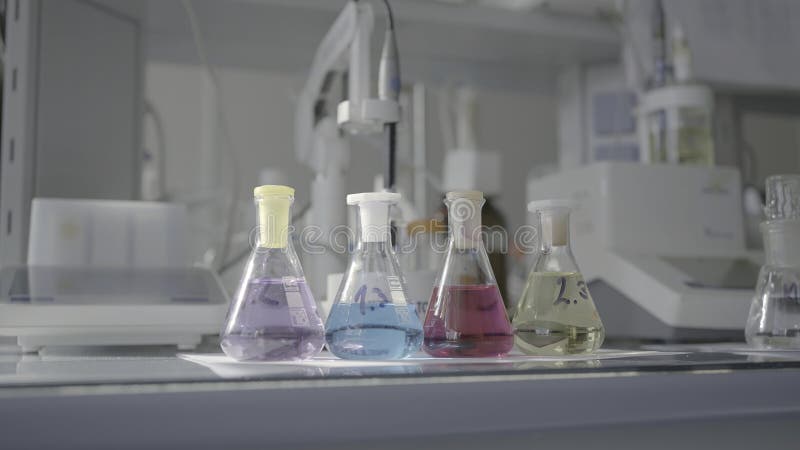 Microscope on Table in Empty Science Laboratory. Empty Laboratory with ...