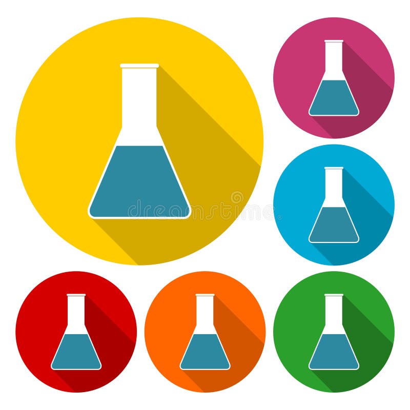 Glassware Icons Set with Long Shadow Stock Vector - Illustration of ...