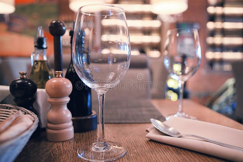 Glassware in the Interior of Restaurant Stock Image - Image of luxury ...