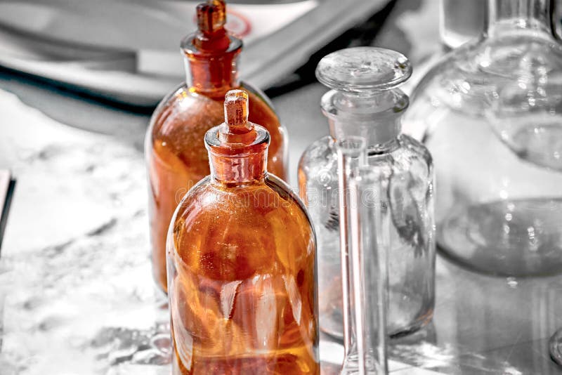 Glassware for Laboratory or Chemical Experiments. Stock Image - Image ...