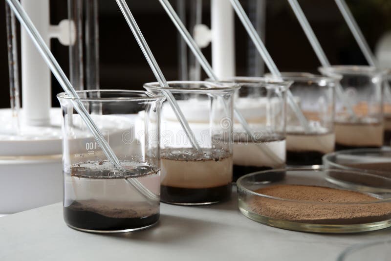 Beaker with Soil Extract on Table. Laboratory Analysis Stock Image ...