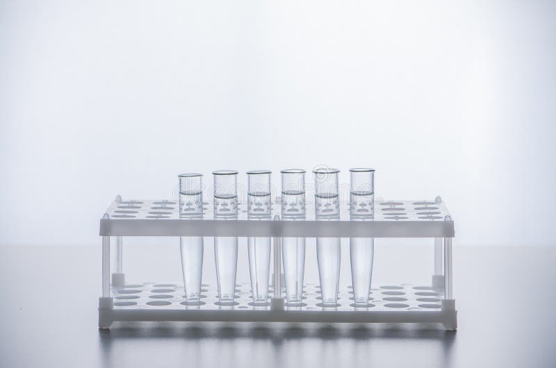 Glassware. Test Tubes with Clear Liquid. Neutral Solution. Preparing ...