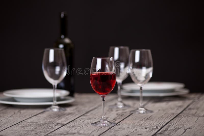 Glassware on wooden table stock photo. Image of menu - 86111750