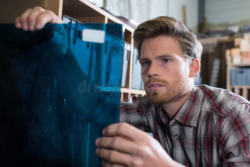 Glassworker Using Glass during Manufacturing Process Stock Image ...