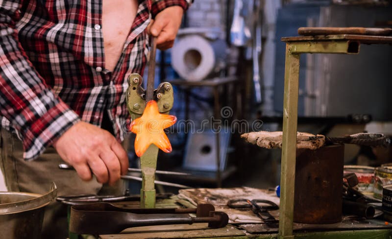 A Glassworks Worker Shows Traditional Methods of Making Decorative ...