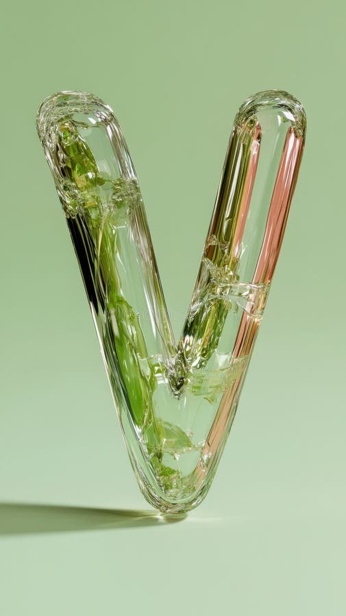 Glassy Botanical Letter V on Green Background Stock Illustration ...